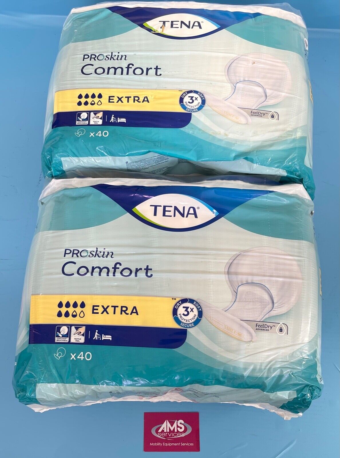 2 x 40 Packs, 80 Pads Tena Pro Skin Extra Urinary Incontinence Pads - AMS