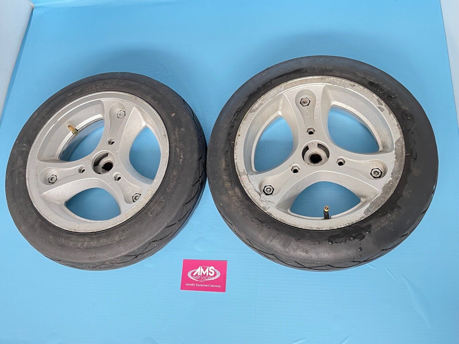 Pair of Rascal Vision 8mph Mobility Scooter Rear Wheels & Tubed Tyres ...