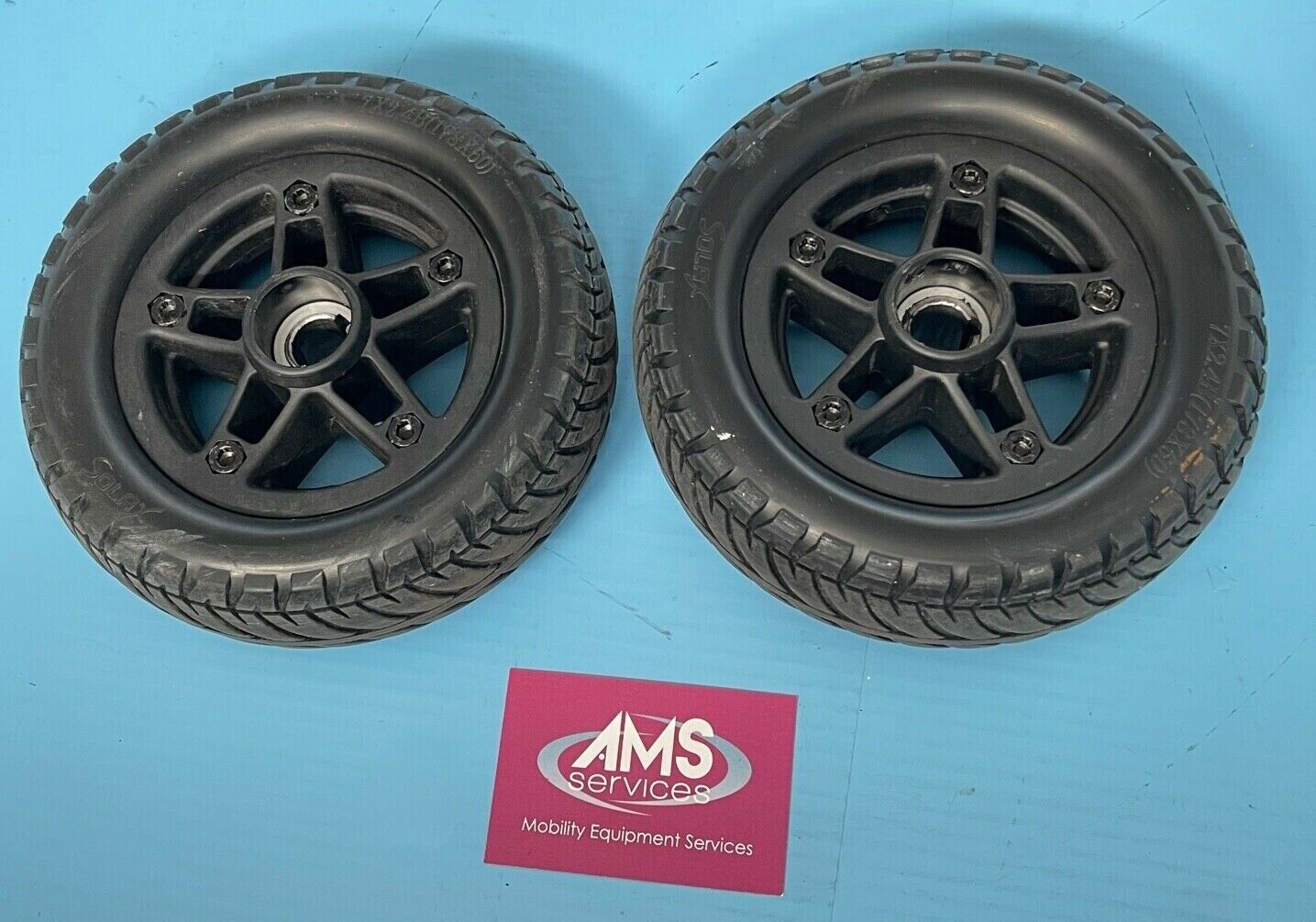 Pair of Monarch Solax Smarti Mk2 Folding Mobility Scooter Rear Wheels - AMS