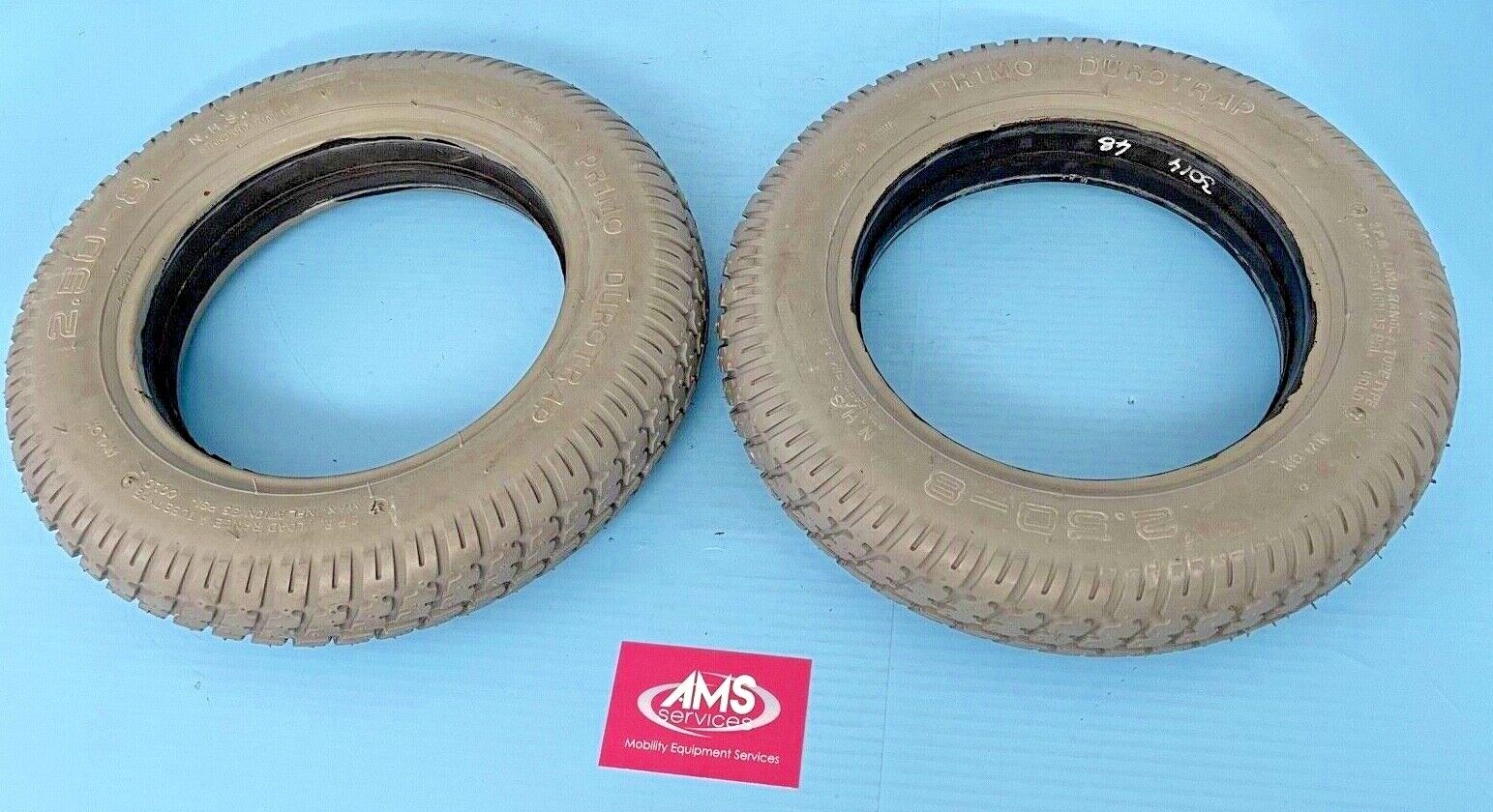 Pair of Electric Wheelchair 2.50-8 Solid Tyres For Split Rim Rear ...